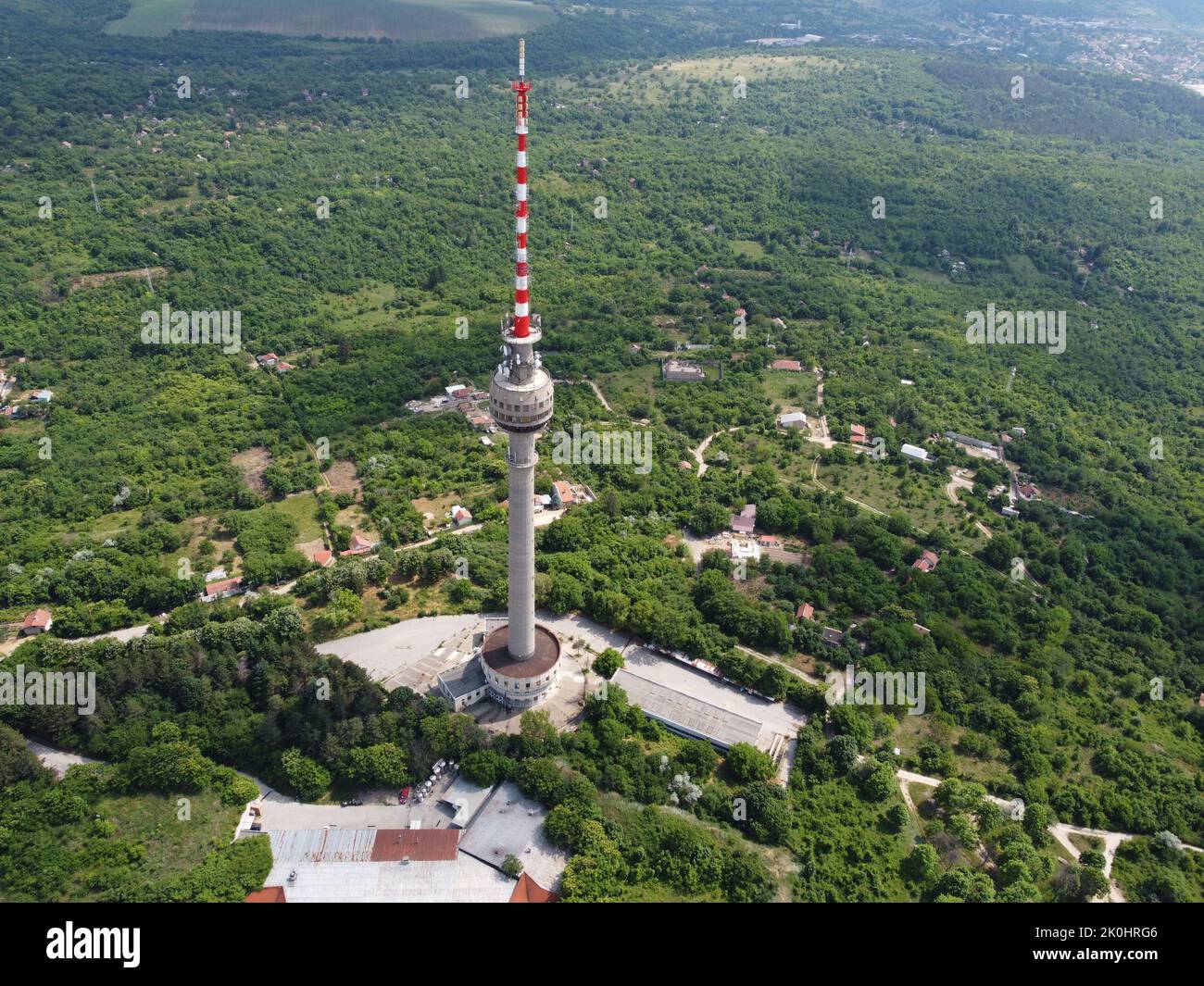 A bird's eye view of the Rousse TV Tower in Ruse, Bulgaria Stock Photo ...