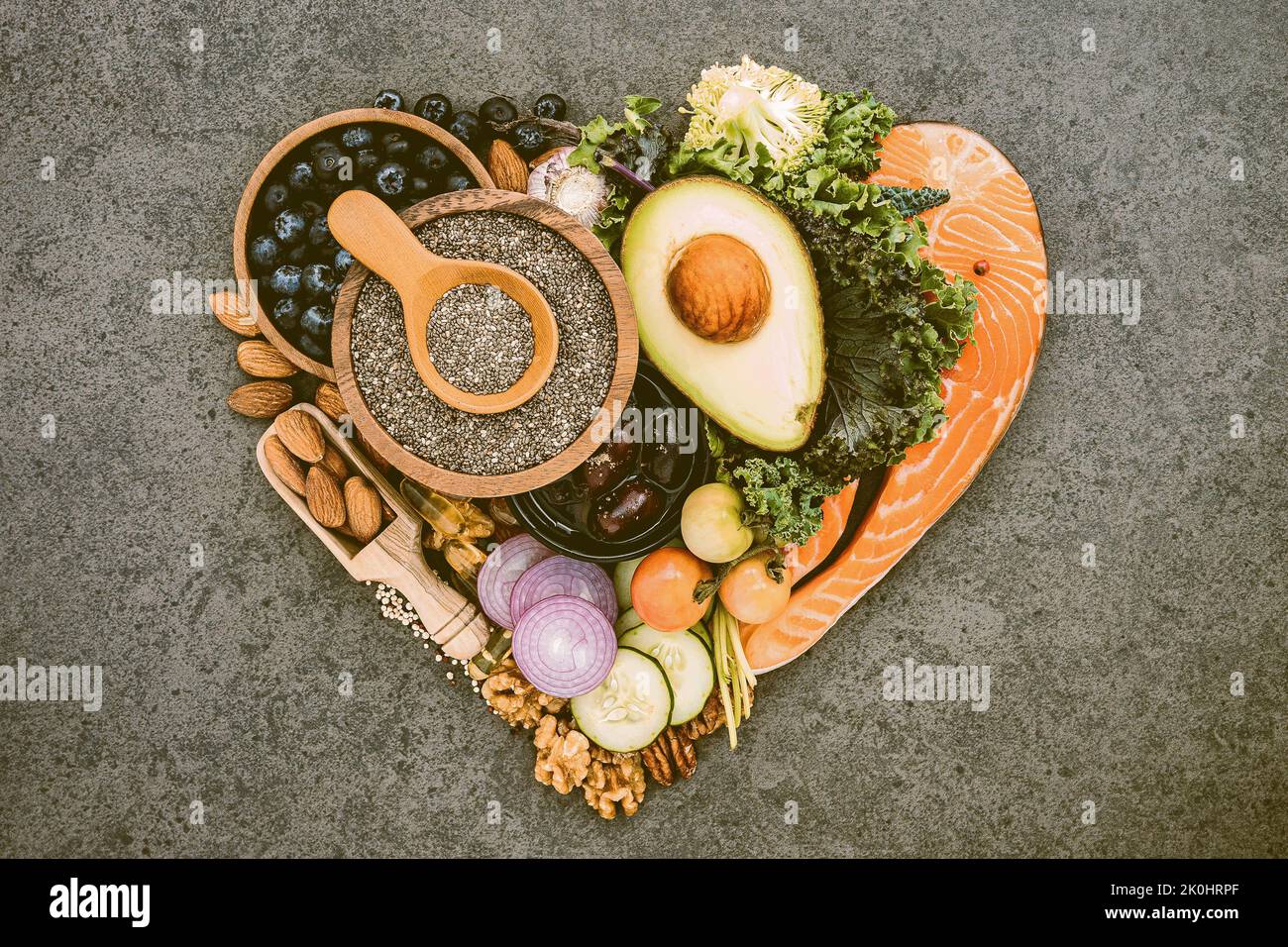 A heart shape of ketogenic low carbs diet, healthy unsaturated fat ...