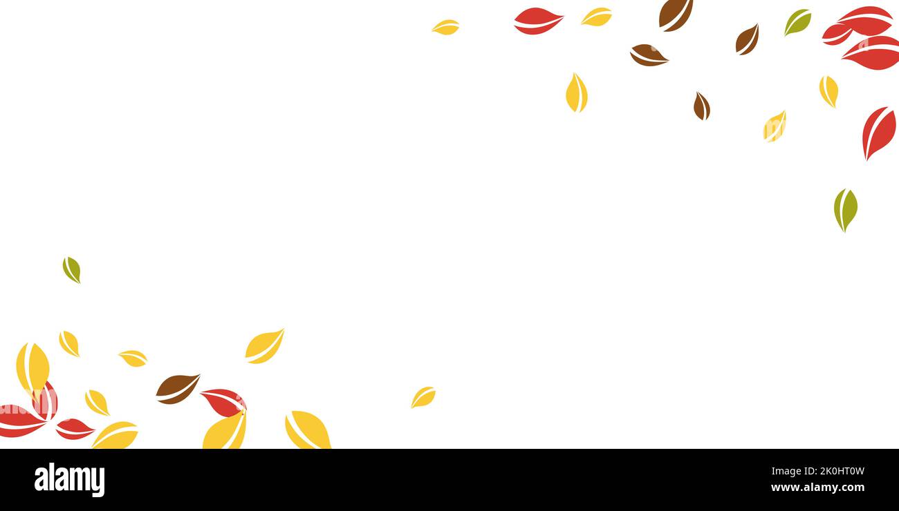 Falling autumn leaves. Red, yellow, green, brown chaotic leaves flying ...