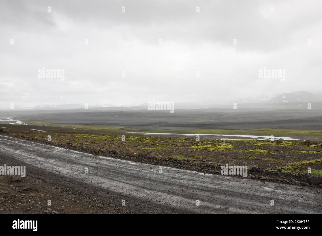 A scenic view of endless space and nature along a road in Iceland Stock ...