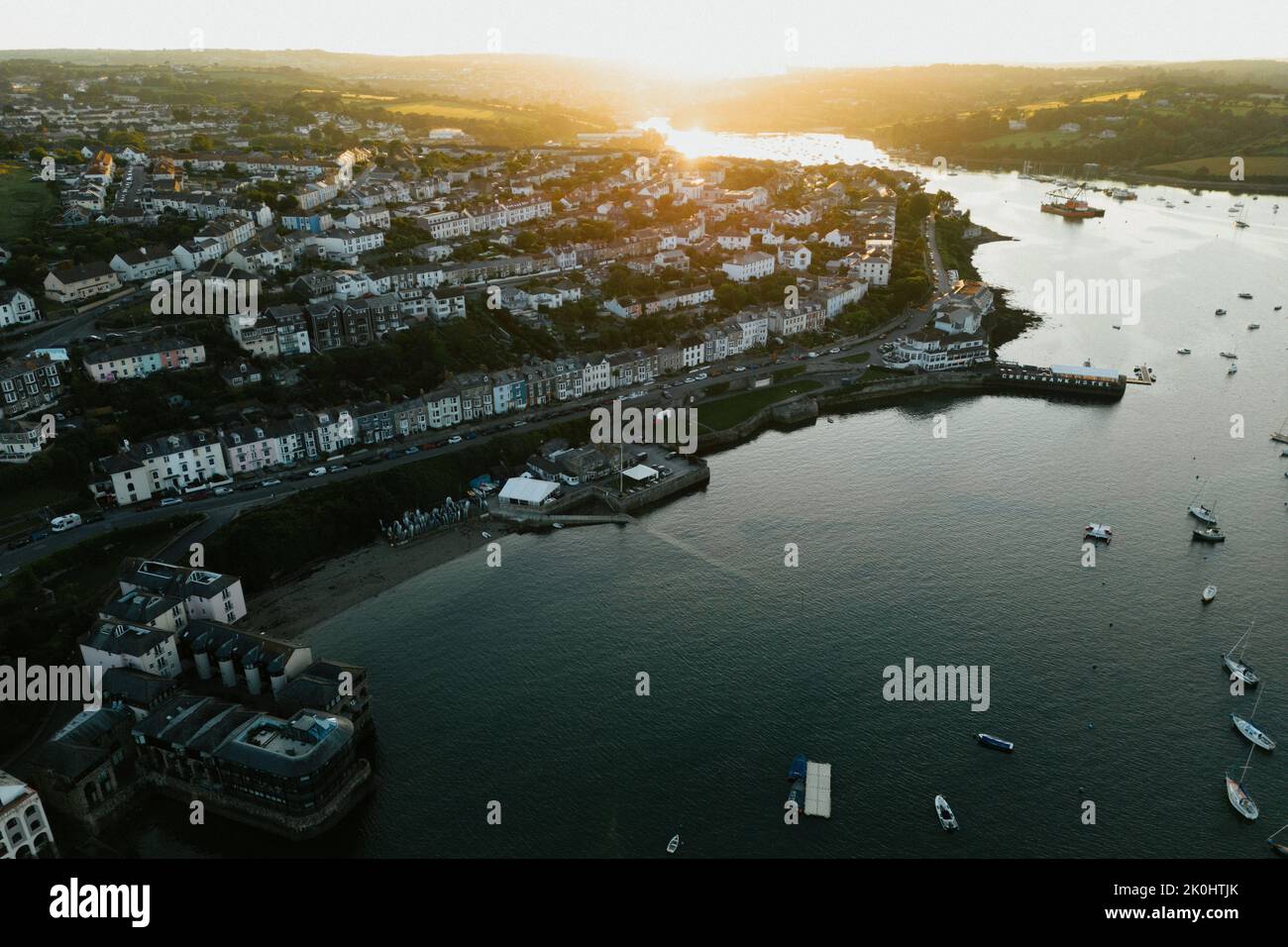 Many boats in the Penryn River near the Flushing village in Falmouth ...