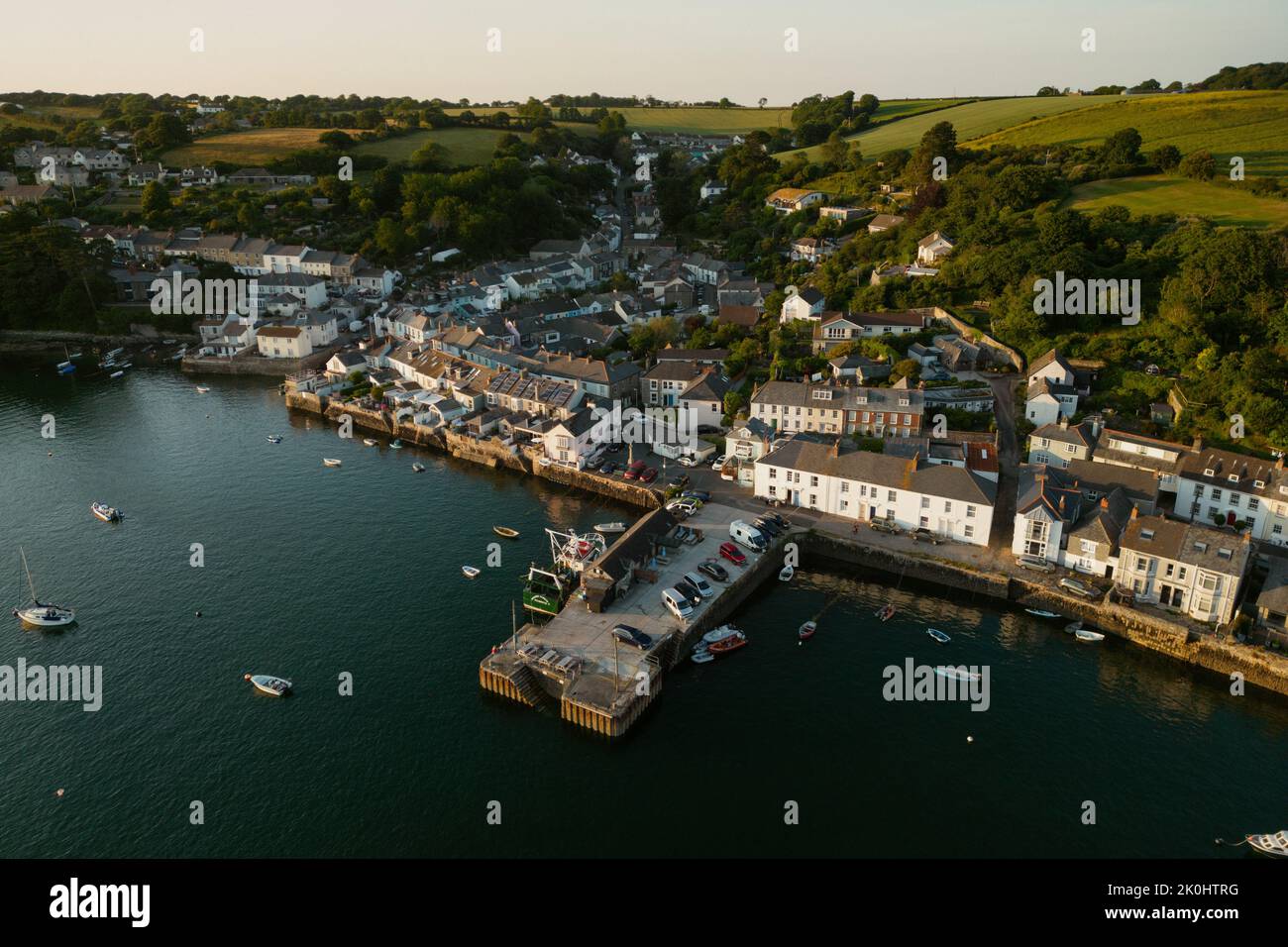Many boats in the Penryn River near the Flushing village in Falmouth ...
