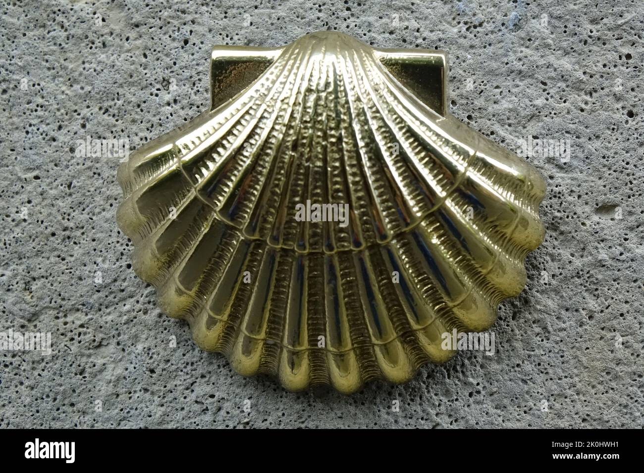 A closeup of golden seashell decoration on a concrete wall in Sarstedt ...
