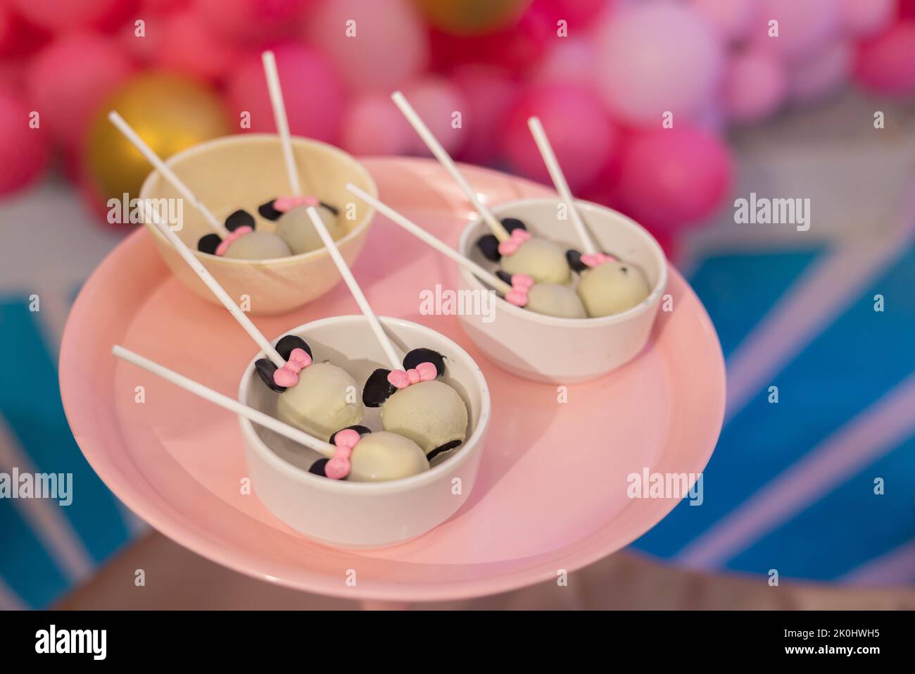 A close up of Mini Mouse lollipops Stock Photo - Alamy