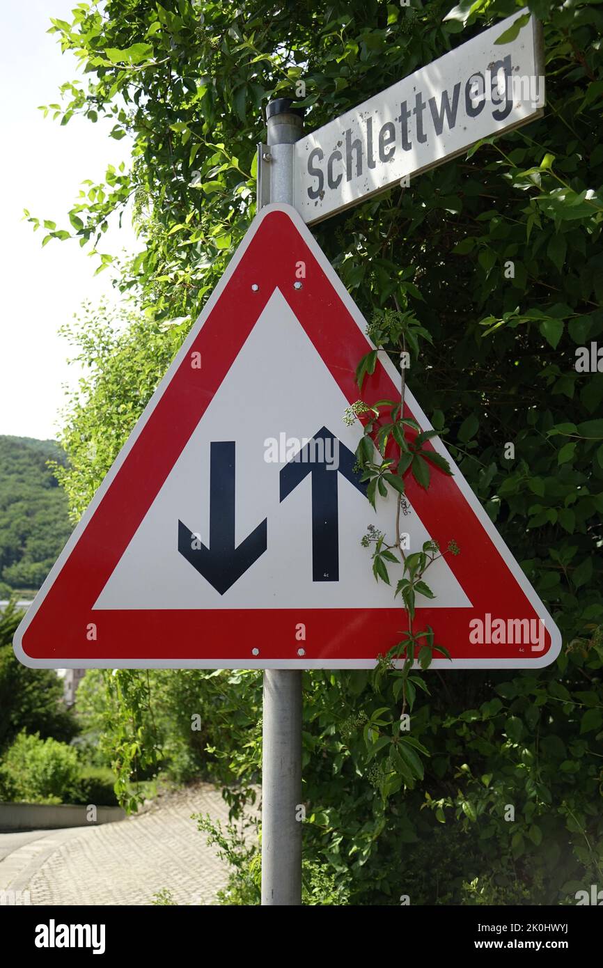 A road street warning danger sign Stock Photo - Alamy