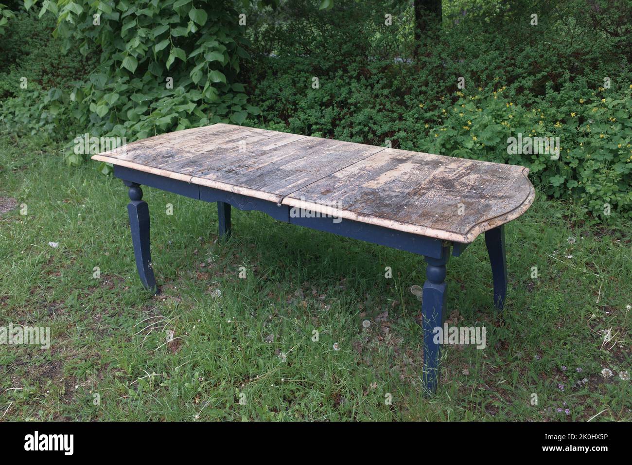 An old foldable table left outdoors in Ostersund ,Sweden Stock Photo ...