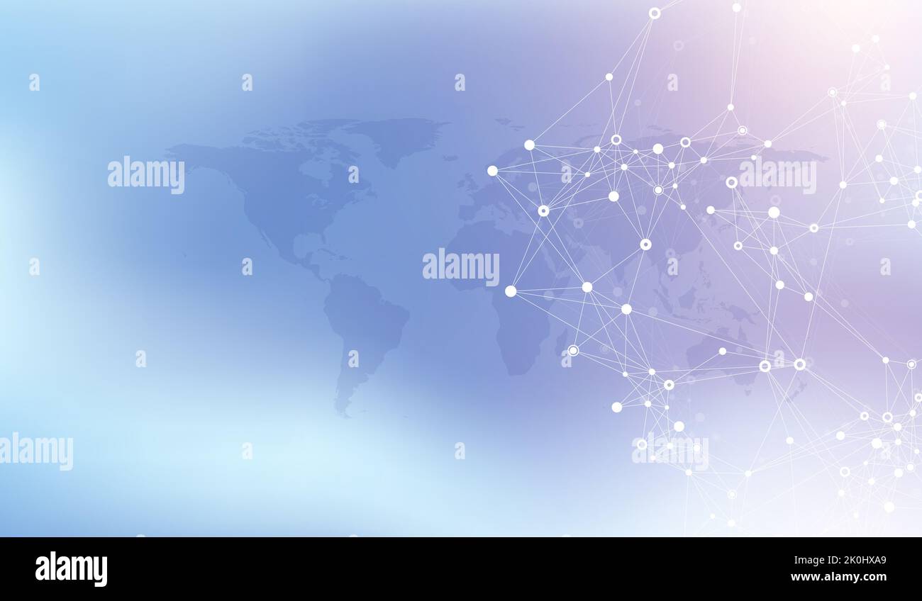 Global communication network concept illustration. Social network communication in the global ...