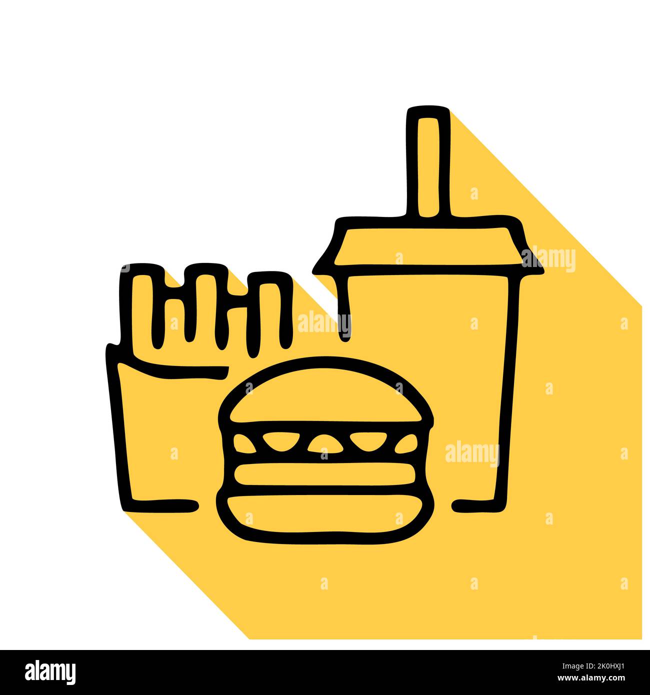 Combo lunch flat line icon. Vector thin sign of fast food, cafe logo ...