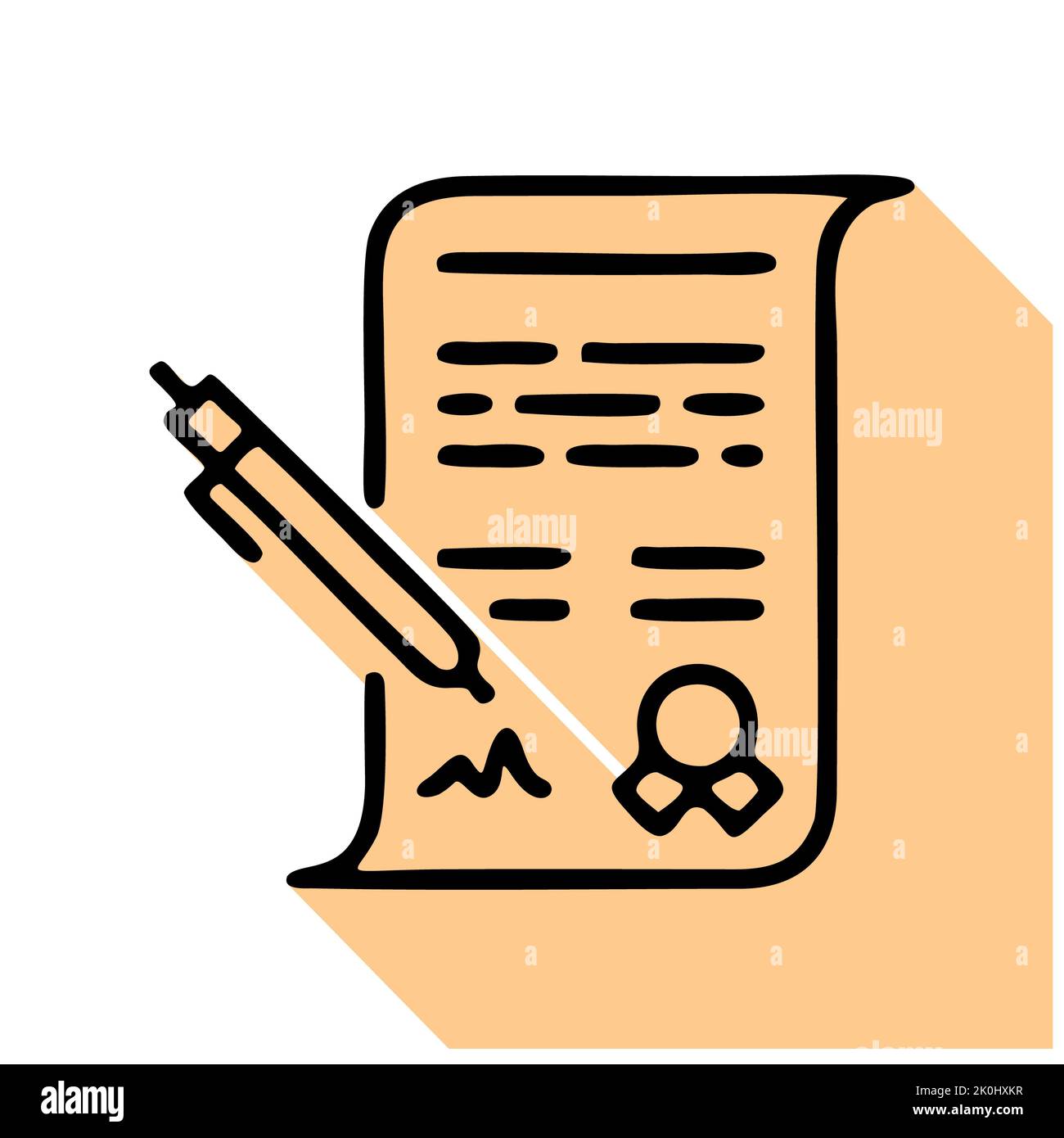 Signing contract flat line icon. Signature sign. Thin linear logo for ...