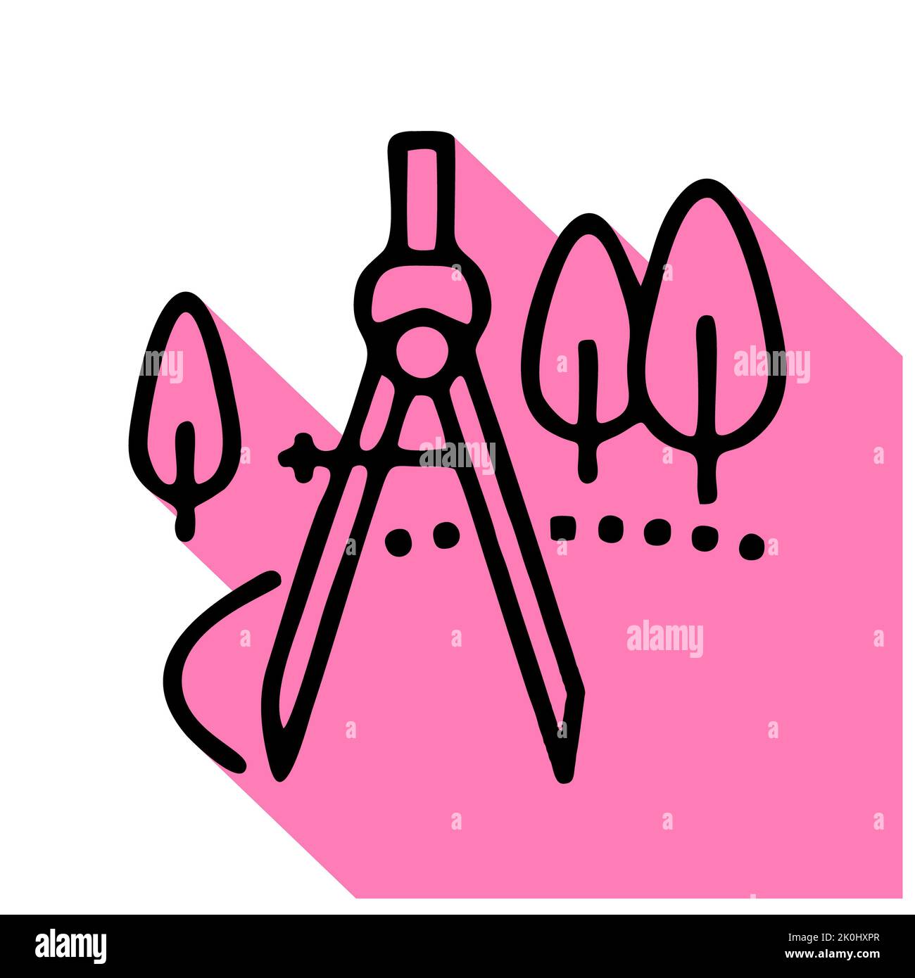 Landscape design flat line icon. Vector thin sign of landscaping ...