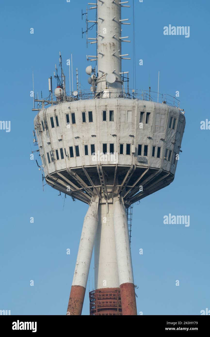 TV tower used with structure to support television transmitting antenna ...