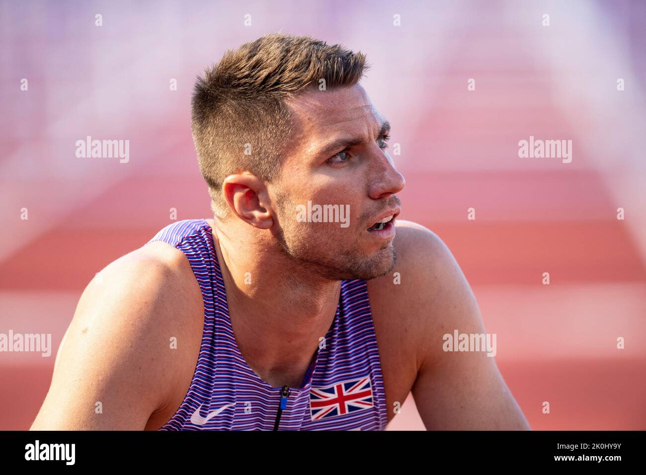 Andrew Pozzi of GB&NI competing in the men’s 110m hurdles at the World ...