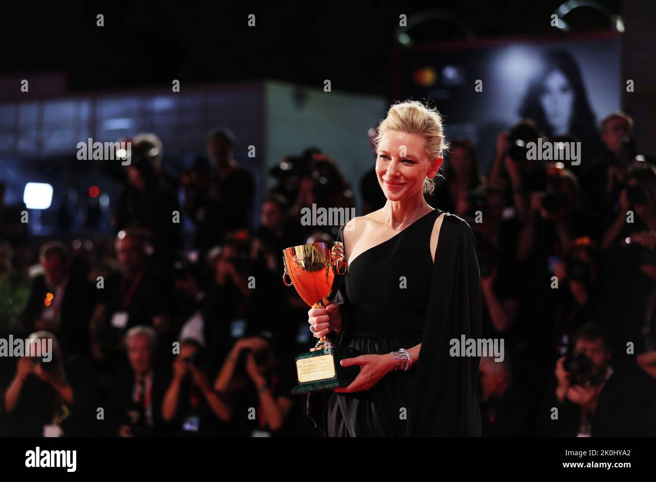 VENICE, ITALY - SEPTEMBER 10: Cate Blanchett poses with the Coppa Volpi ...