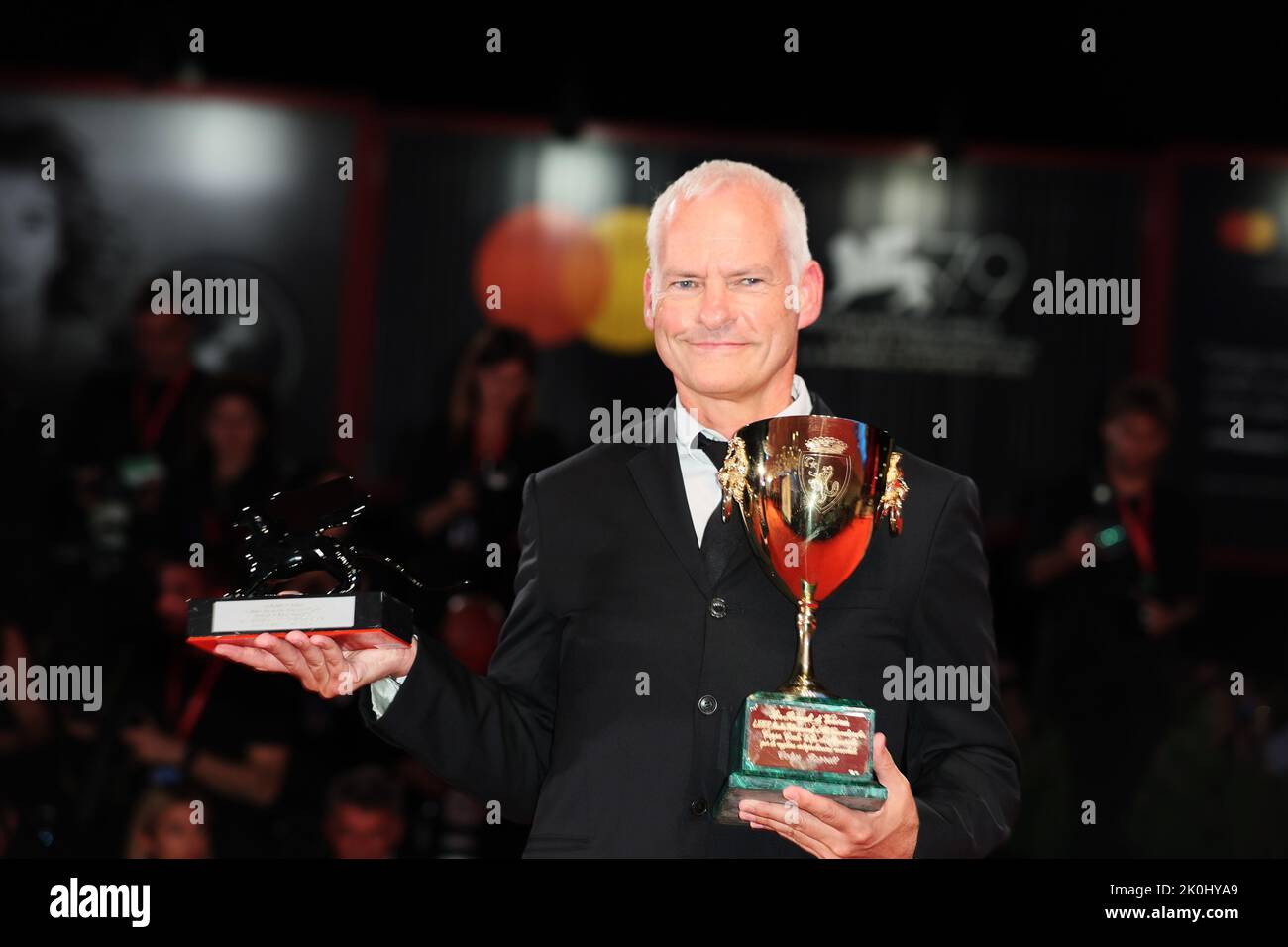 VENICE, ITALY - SEPTEMBER 10: Martin McDonagh poses with the Award for ...