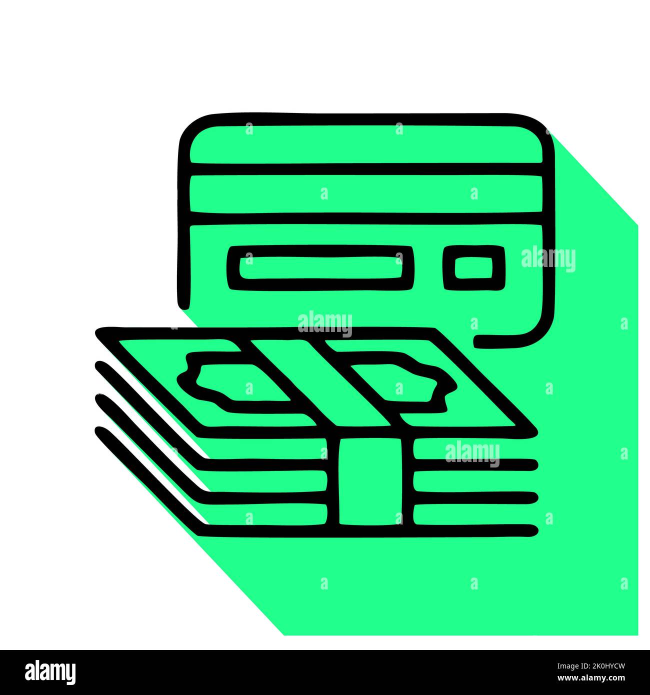 Money flat line icon. Cash and credit card sign. Thin linear logo for ...