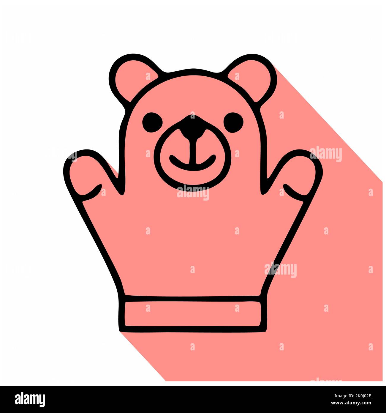 Hand puppet line icon, baby soft bear toy flat logo. Cute plush animal ...