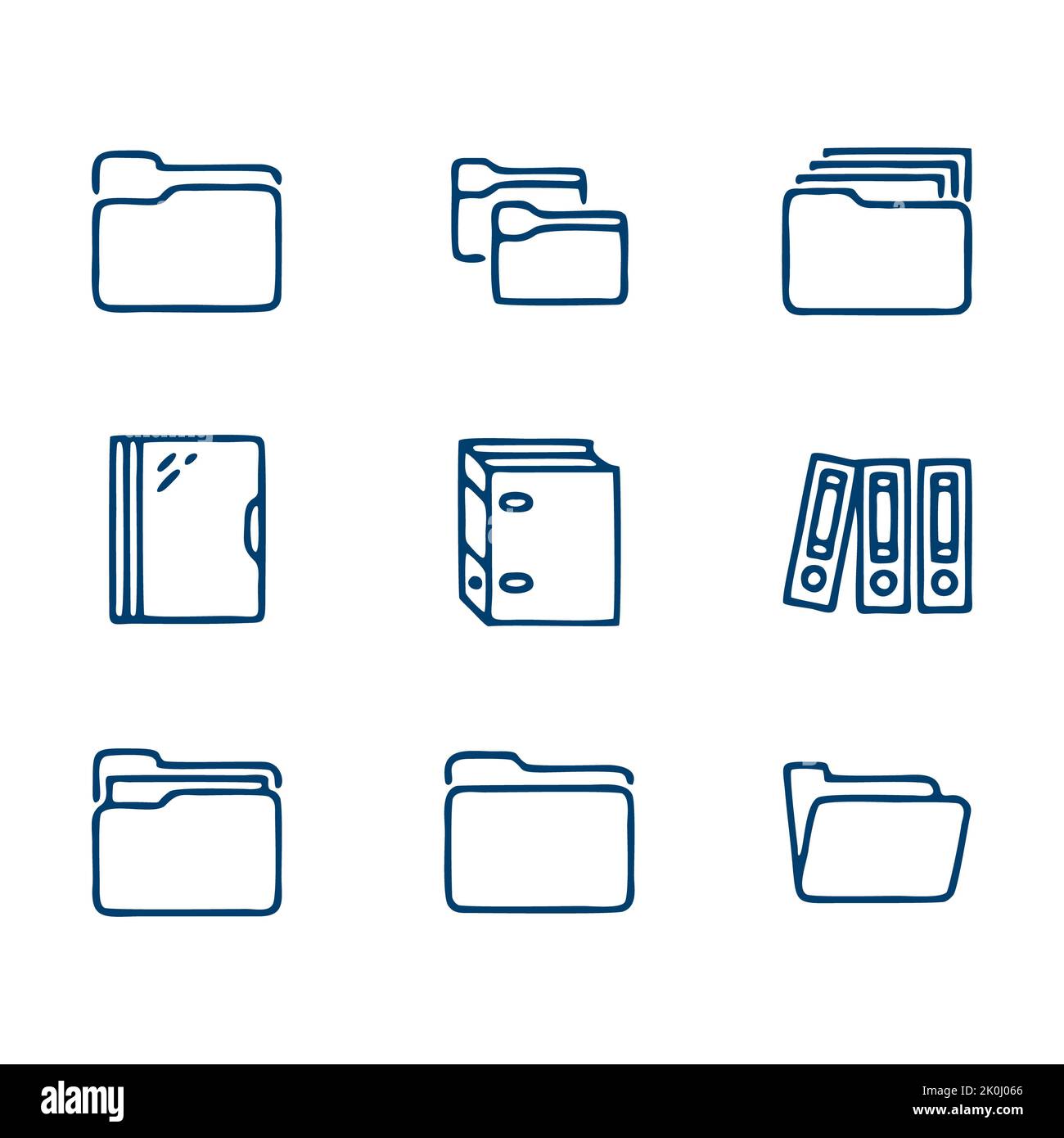 Folder flat line icons. Document file vector illustrations - business paper organizing, computer ...