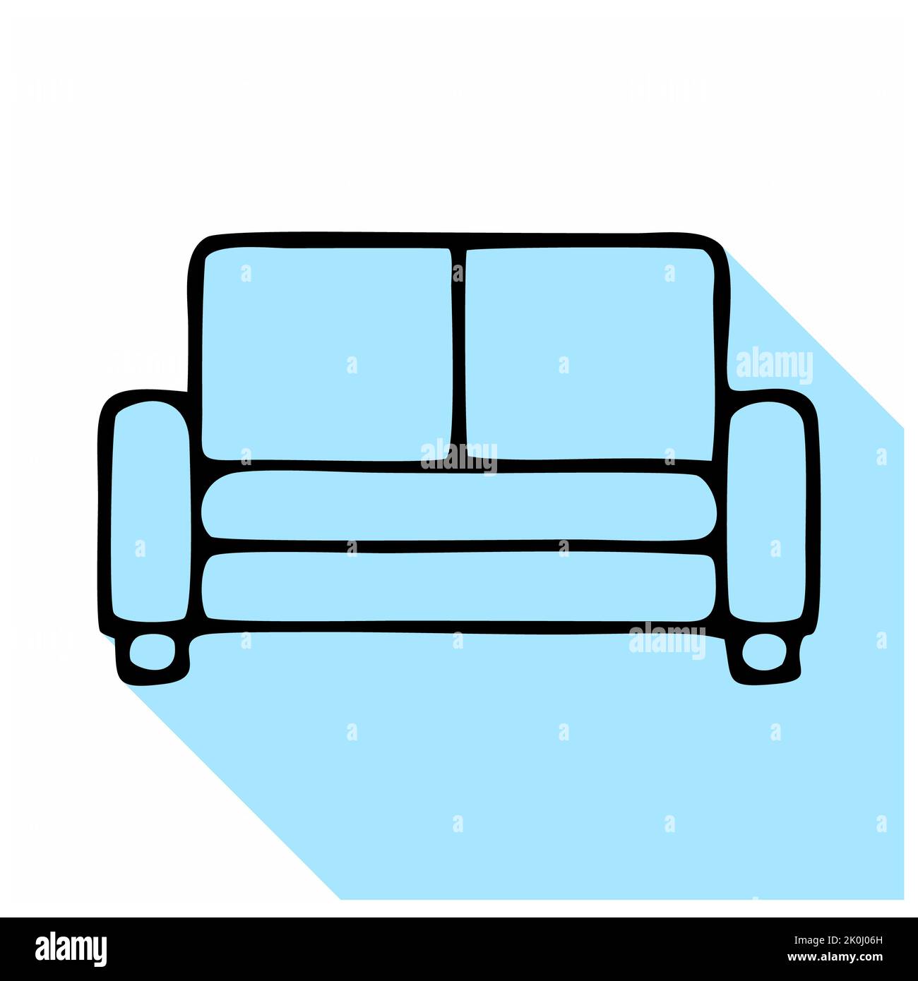 Sofa flat line icon. Apartment furniture sign, vector illustration of ...