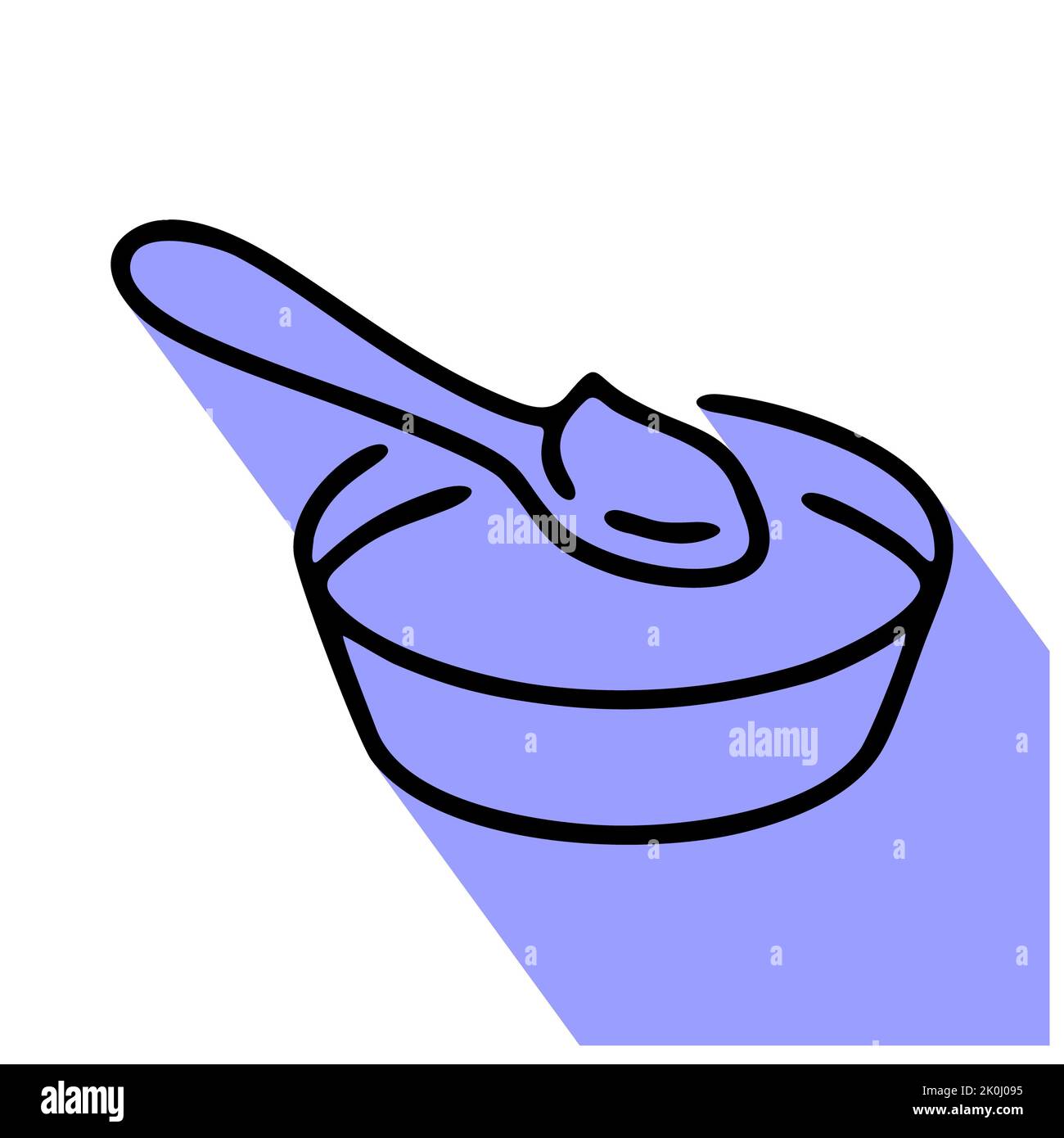 Yogurt with spoon flat logo, breakfast porridge icon. Dairy product ...