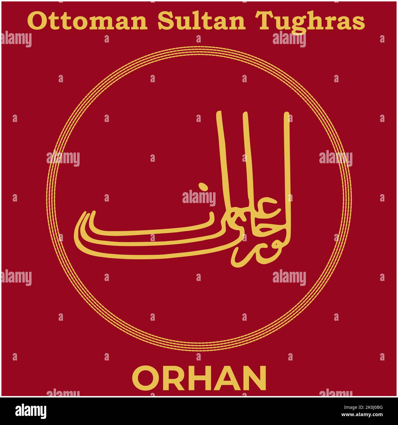 Vector image with Tughra signature of Ottoman Second Sultan Orhan Ghazi ...