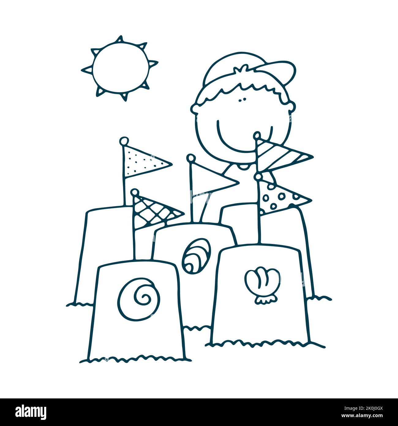 Sandcastle Drawing For Kids