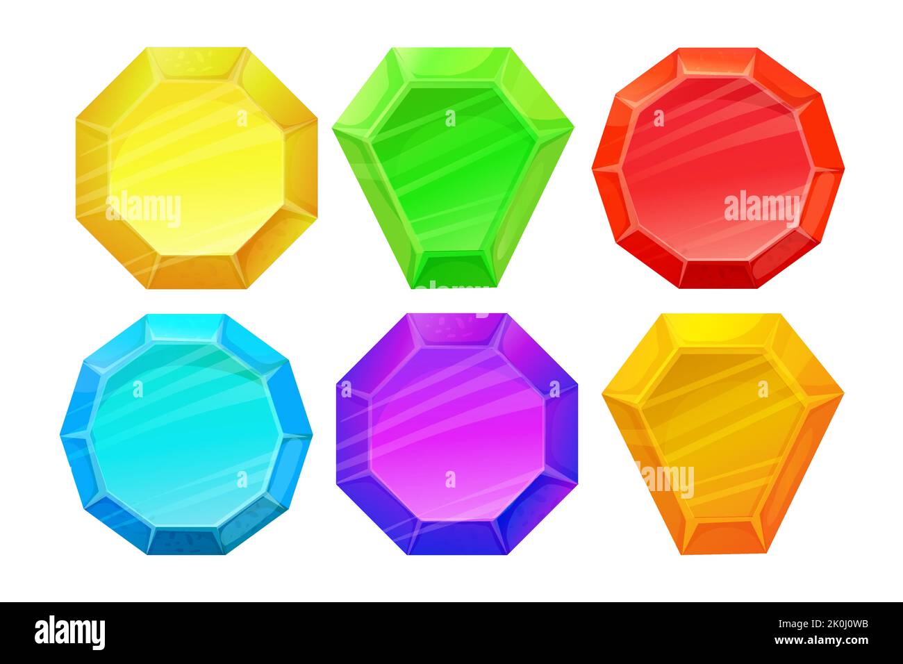 Diamond set in different colors, gemstone jewel in cartoon style ...