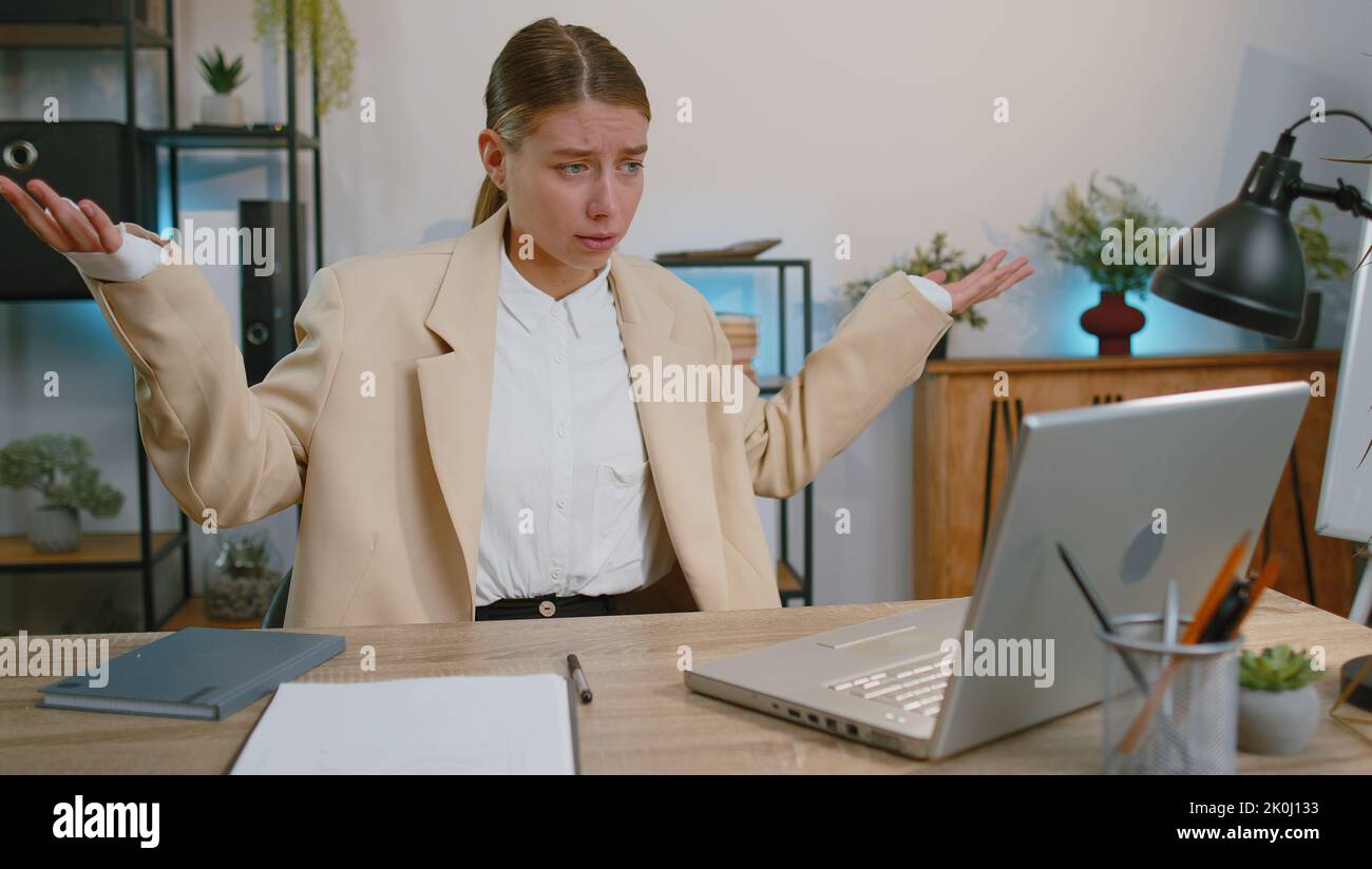 Conflict, quarrel, negotiation. Angry businesswoman ceo in formal wear ...