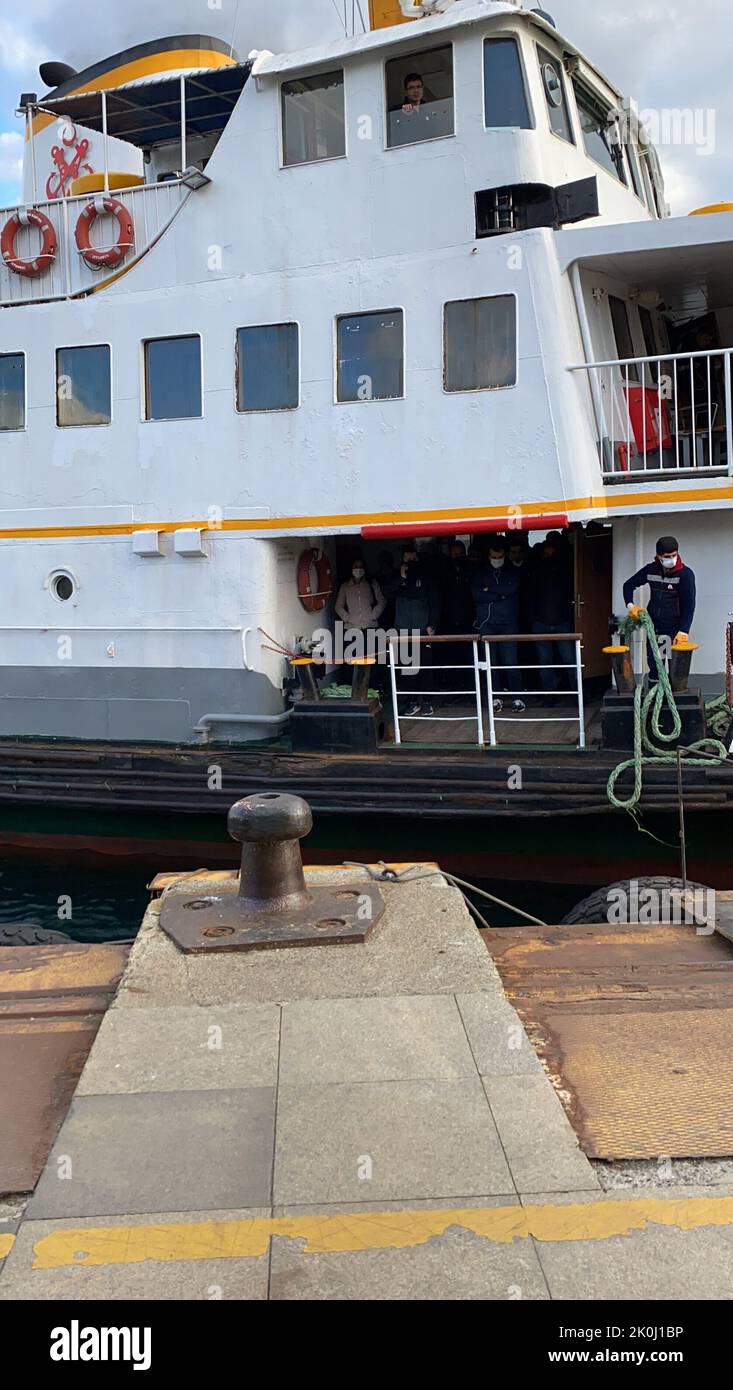 Besiktas, Istanbul, Turkey. 25 October 2021. Ferry docking at Beşiktaş ...
