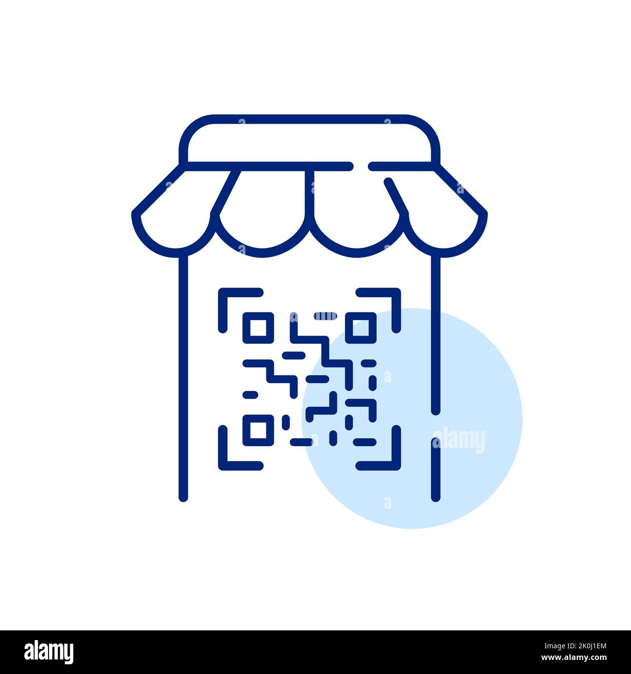 Scanning Qr Code With Smartphone To Access Online Store Pixel Perfect Editable Stroke Line