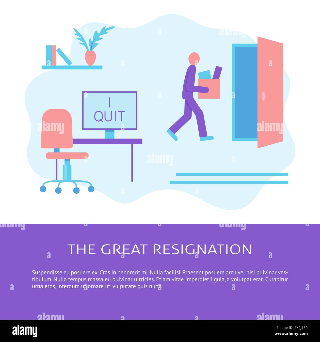 The Great Resignation concept banner with place for text. Employee ...