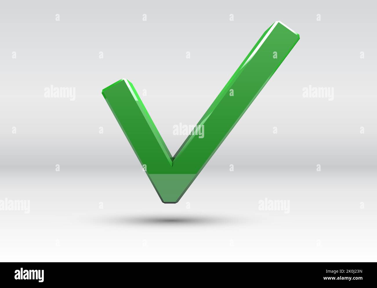 Allowed sign with green V in glossy realistic 3D style. Symbol of ...