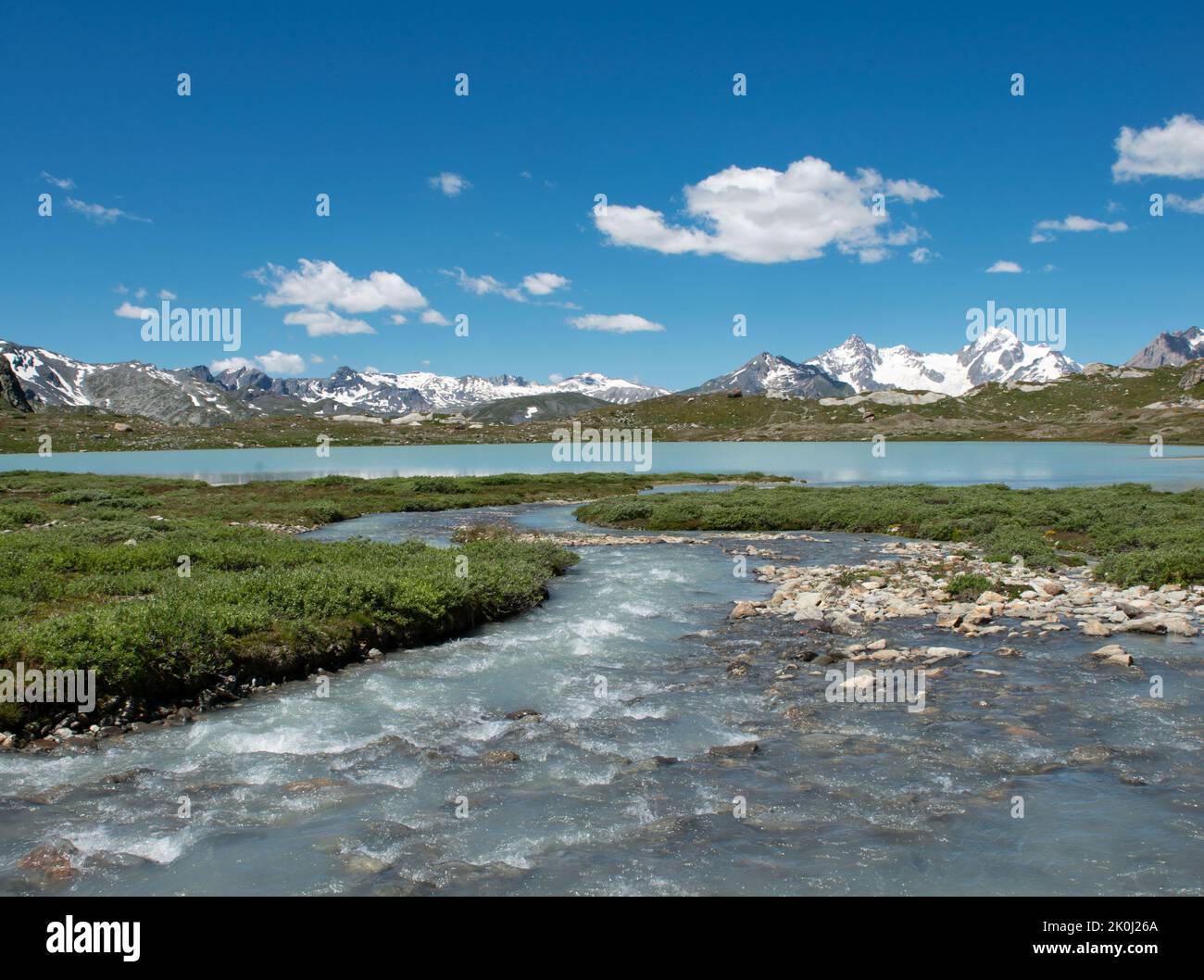 Landscape with Monte Bianco massif, Alpi Graie,alps, Valle d'Aosta ...