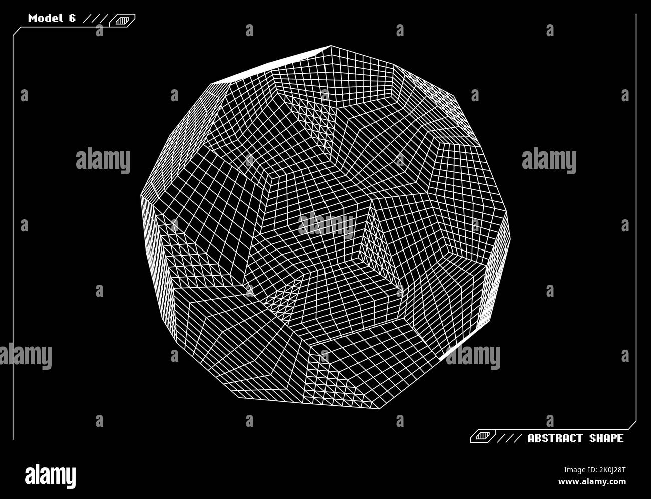 Abstract 3d wireframe shape or basic element with open edge. Science ...