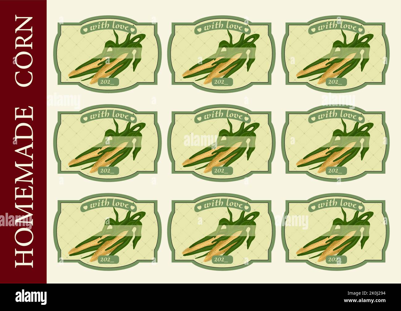 Label for homemade corn. canned corn packaging. Vector corn Stock ...