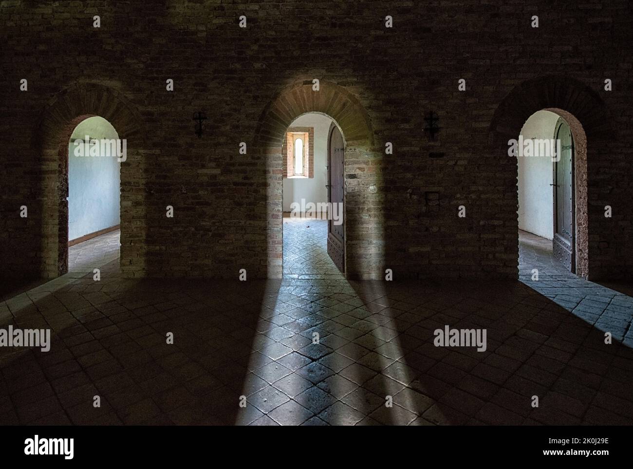 Interior of the monastic complex of San Galgano next to the abbey ...