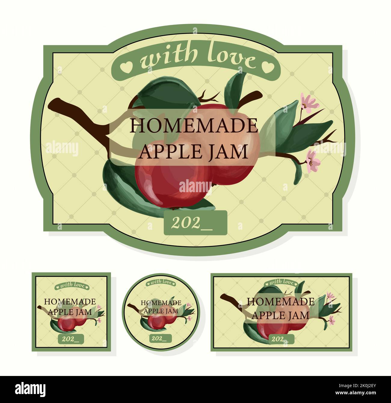 Label for homemade jam. Apple jam packaging. vector apple Stock Vector ...