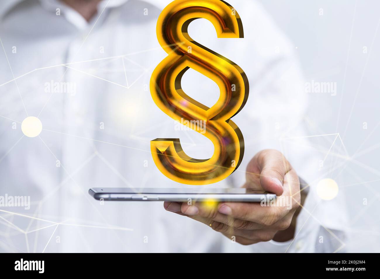 A man presenting the illustrated paragraph sign over his phone Stock ...