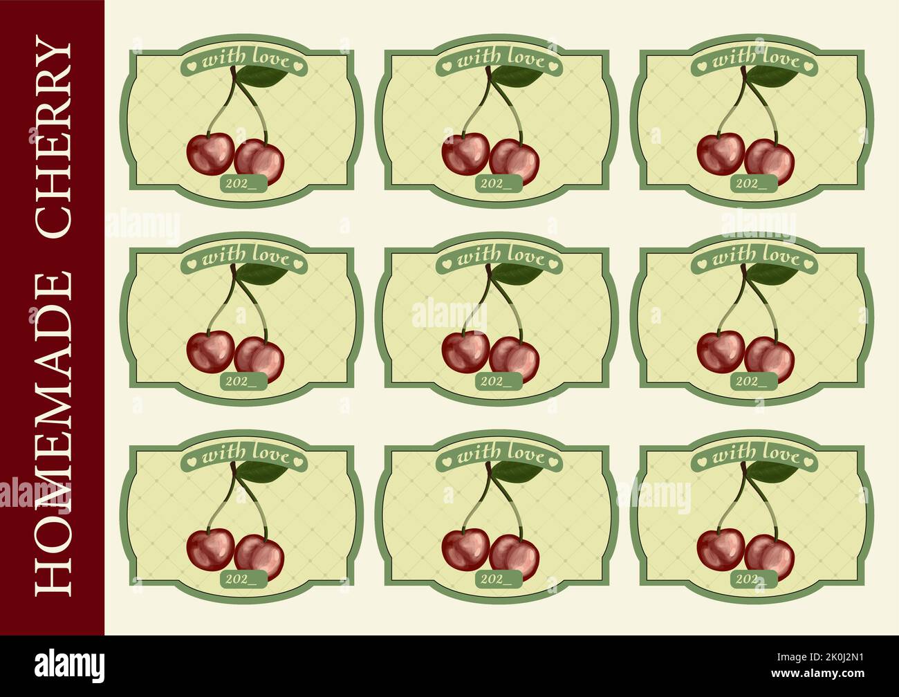 Label for homemade cherries. cherry jam canned packaging Stock Vector ...