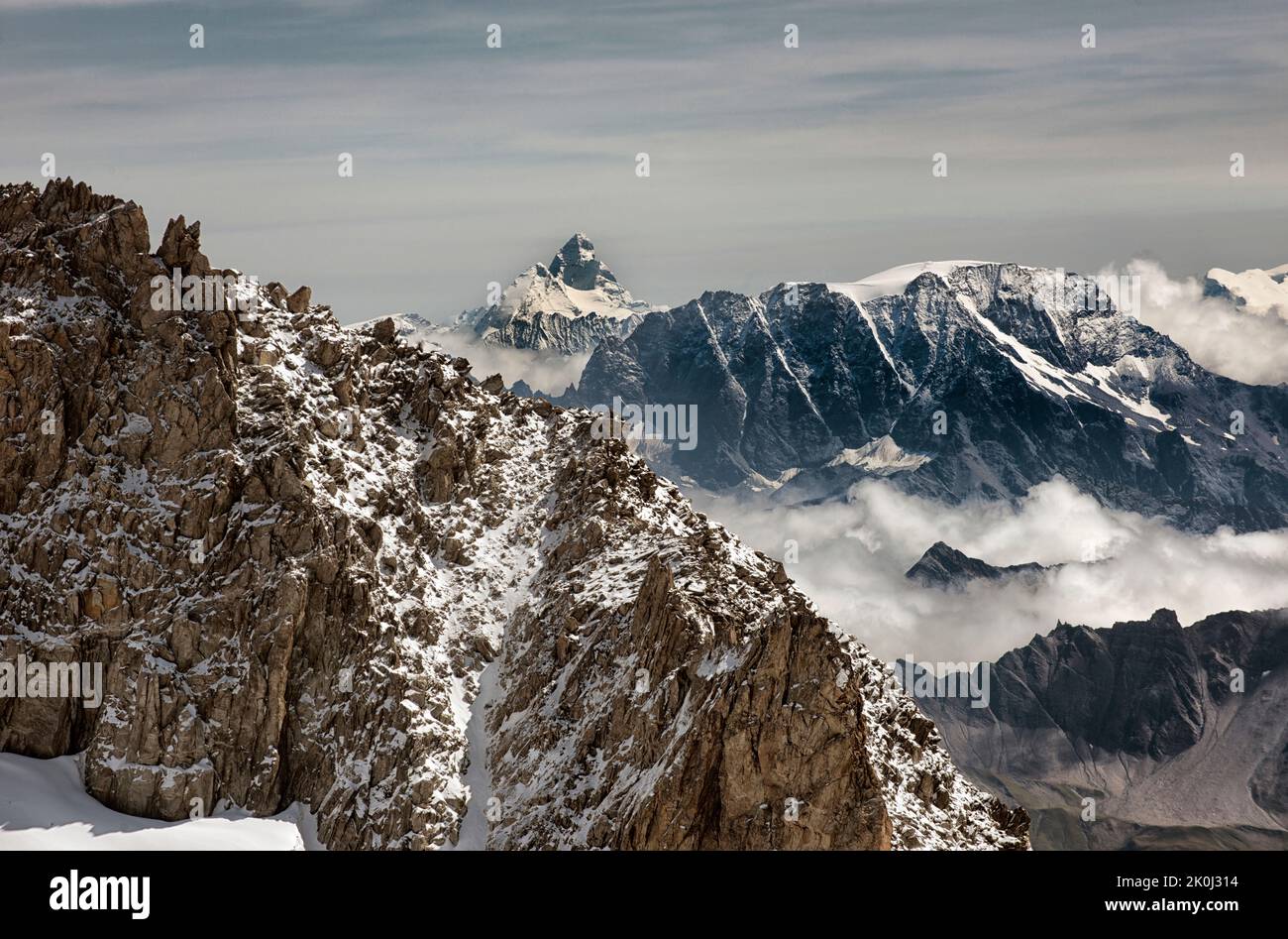 From the panoramic terrace at Punta Helbronner it is possible to see a ...