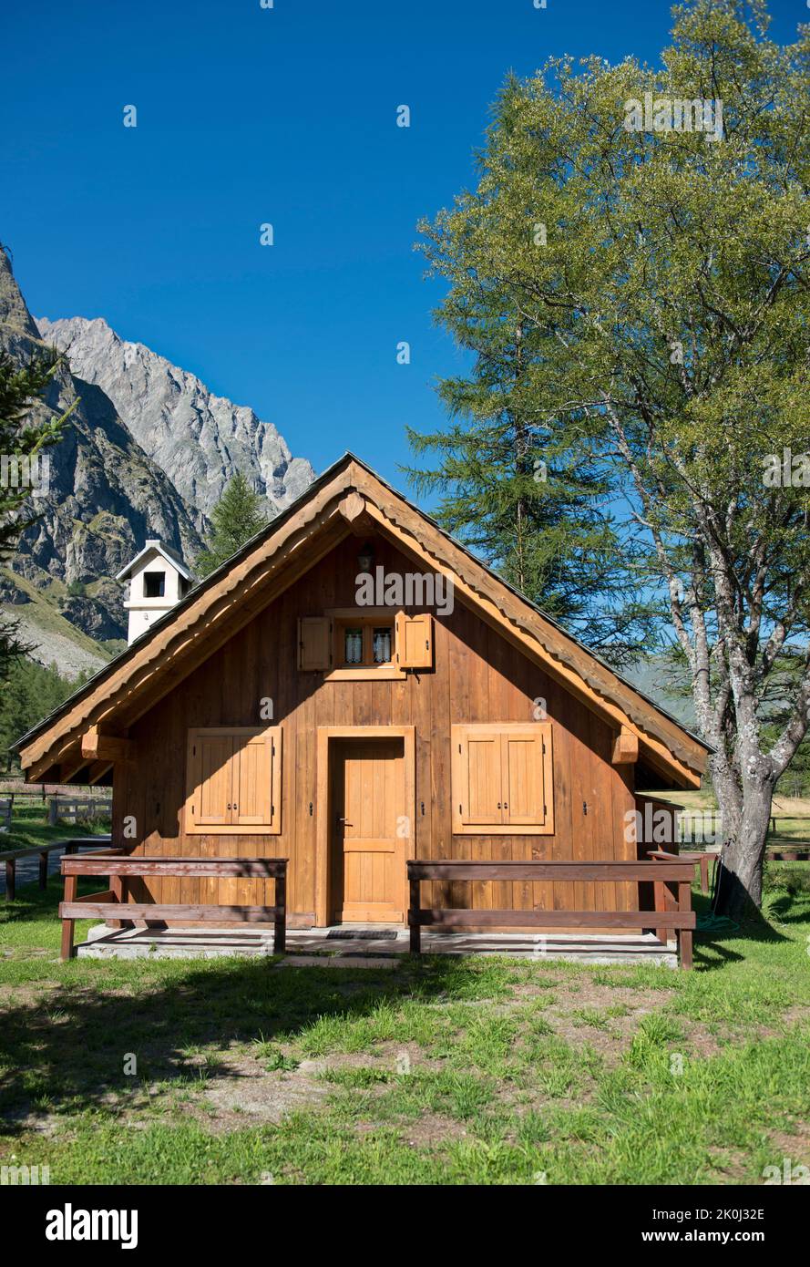 Ancient huts in Pra Sec locality in Val Ferret, Pra Sec, Valle d'Aosta ...