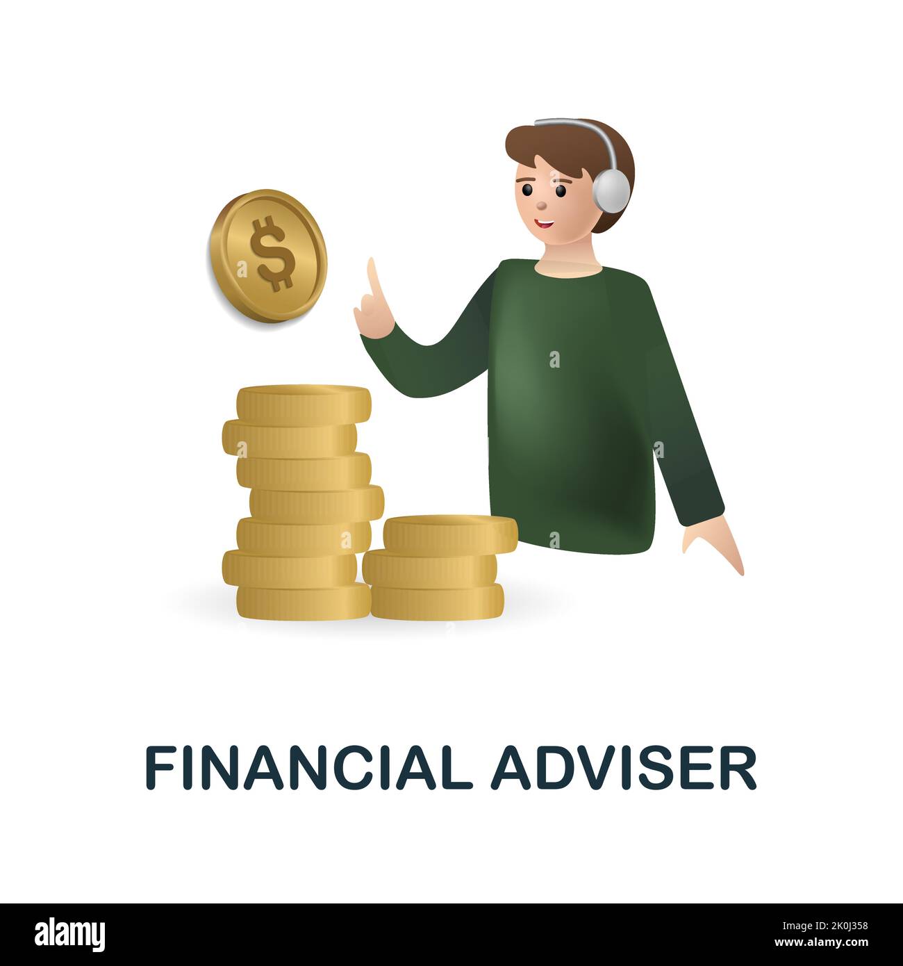 Financial Adviser icon. 3d illustration from brain procces collection ...