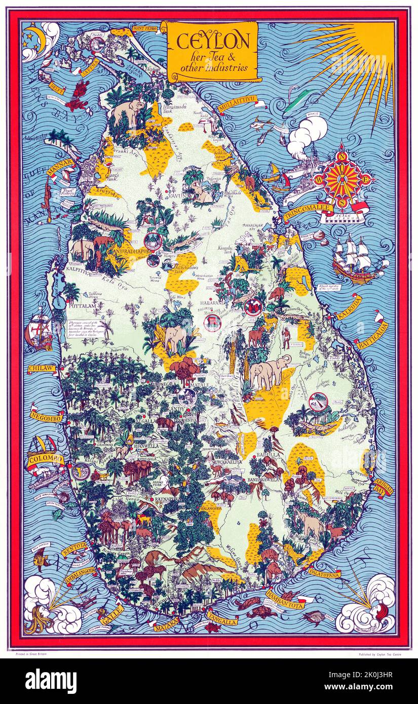 Vintage ceylon map Cut Out Stock Images & Pictures - Alamy