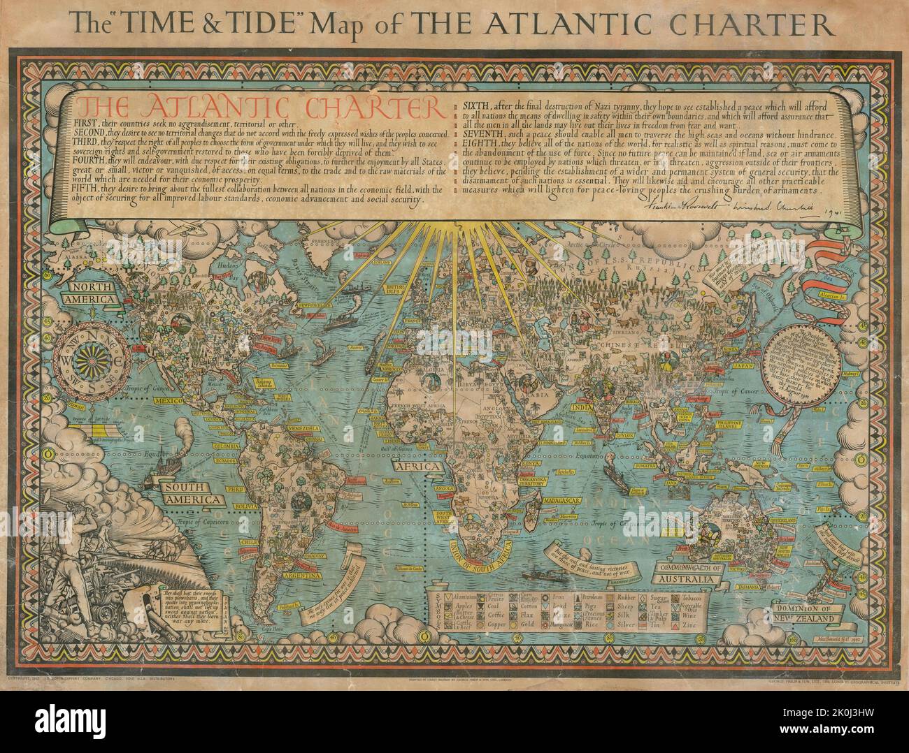 The Time and Tide Map of The Atlantic Charter 1943, Gill MacDonald ...