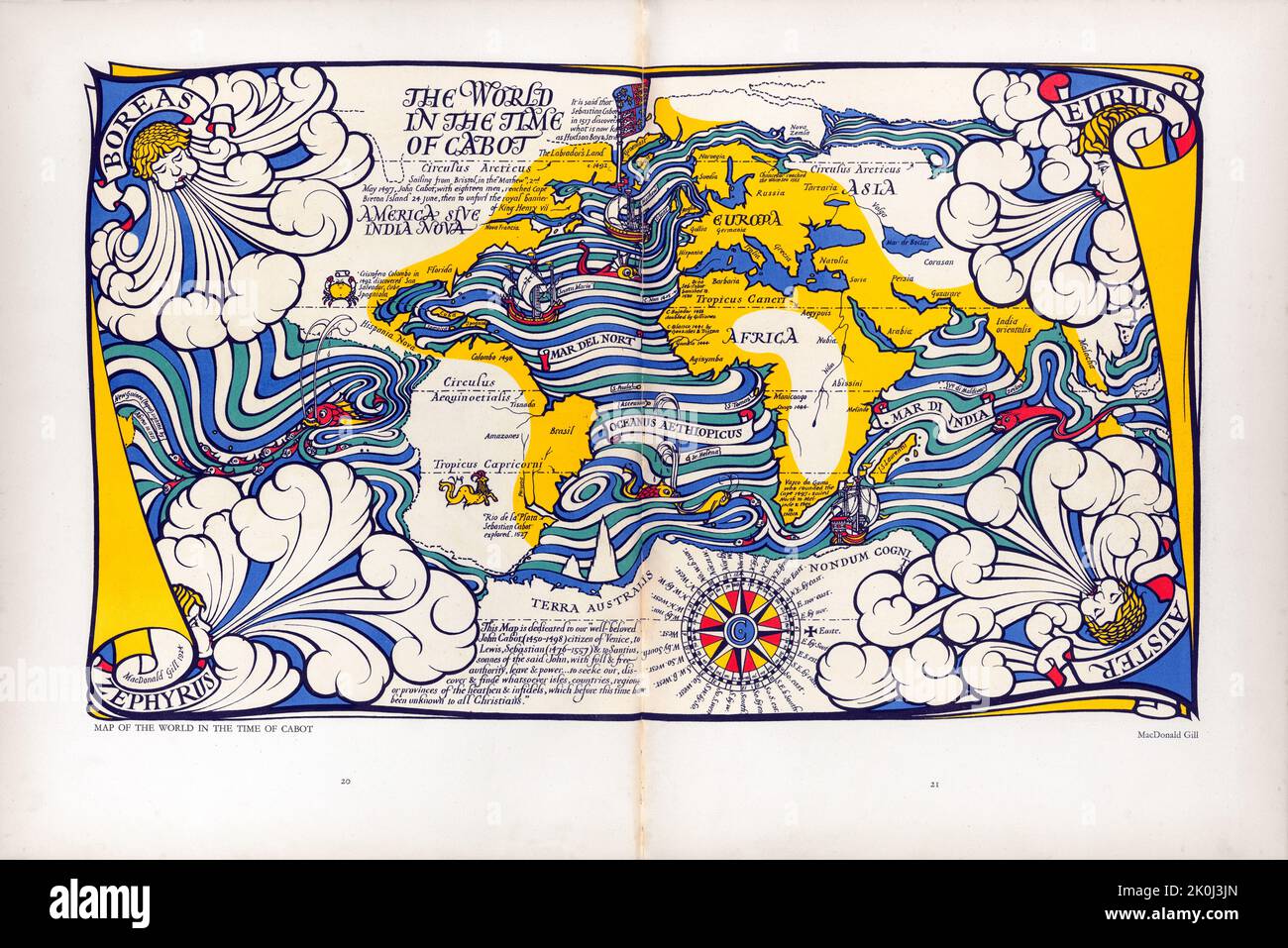 World map - The World in the Time of Cabot, Gill MacDonald 1924 - book ...