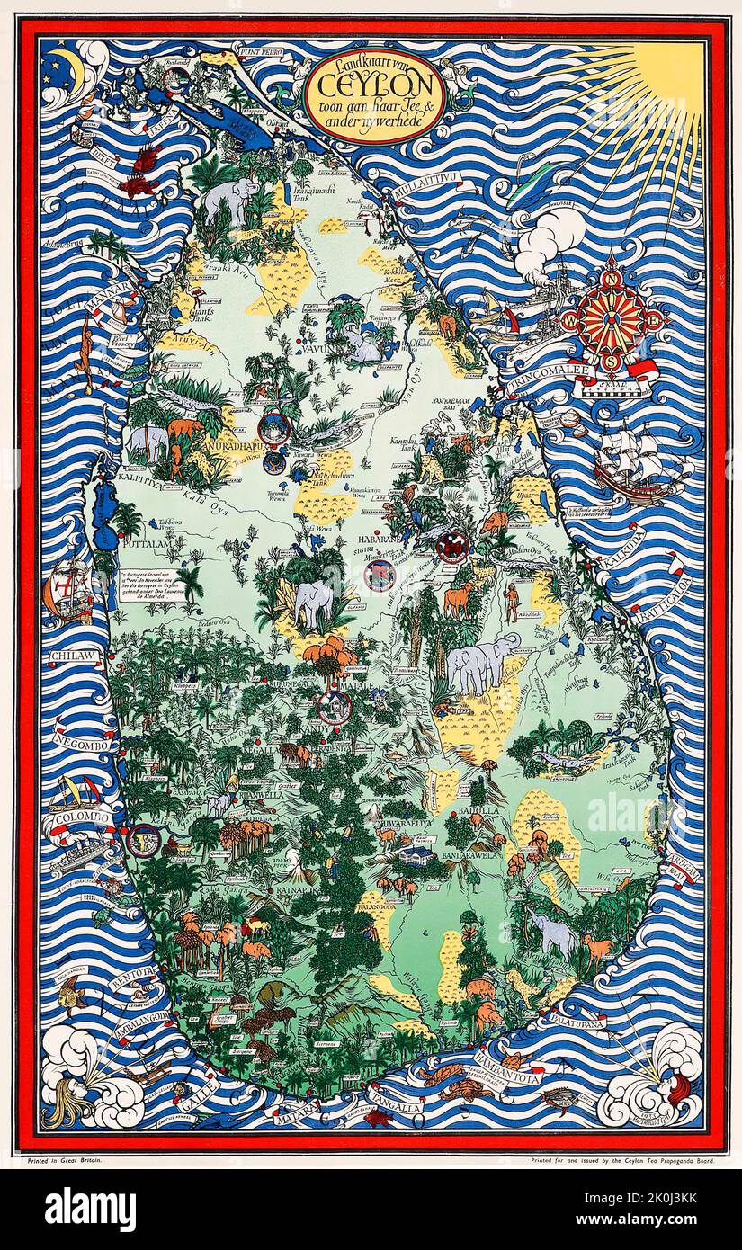 Gill MacDonald - LANDKAART VAN CEYLON 1933 - Map of Ceylon Stock Photo ...