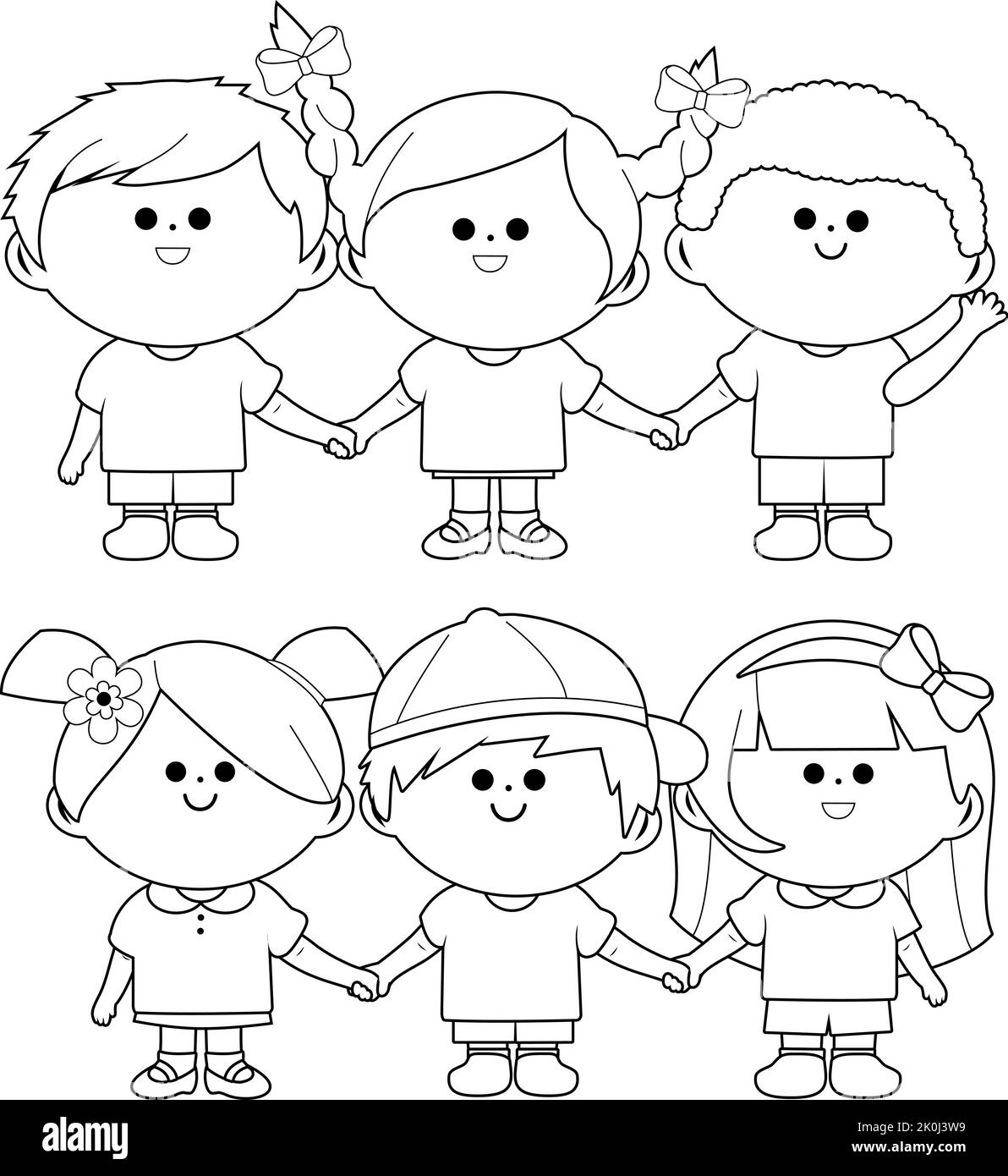 Children Holding Hands Coloring Page