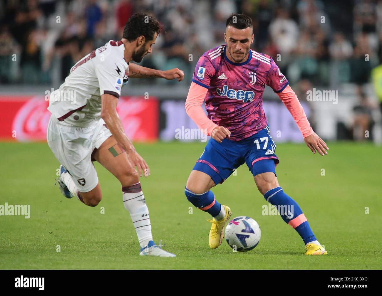 Filip Kostic of Juventus Fc and Antonio Candreva of Us Salernitana ...