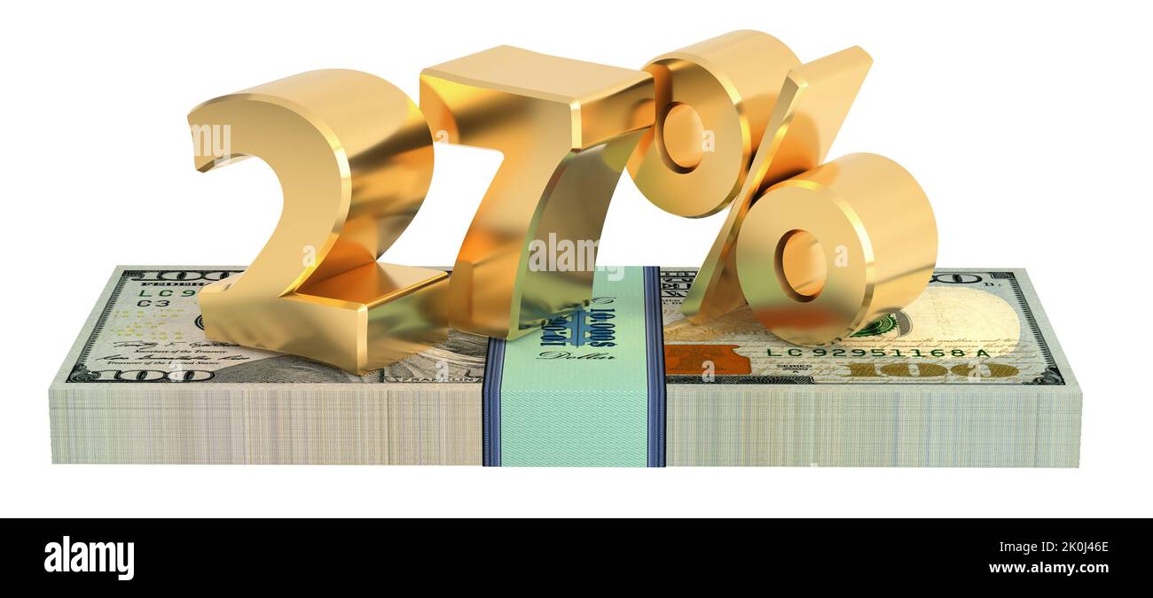 The Number 27% on top of 100 Dollar bills Stock Photo - Alamy