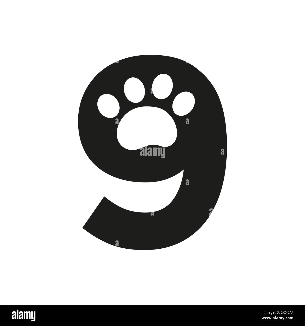 Letter 9 Pet Care Logo, Dog Logo Design Vector Sign and Symbol Template ...