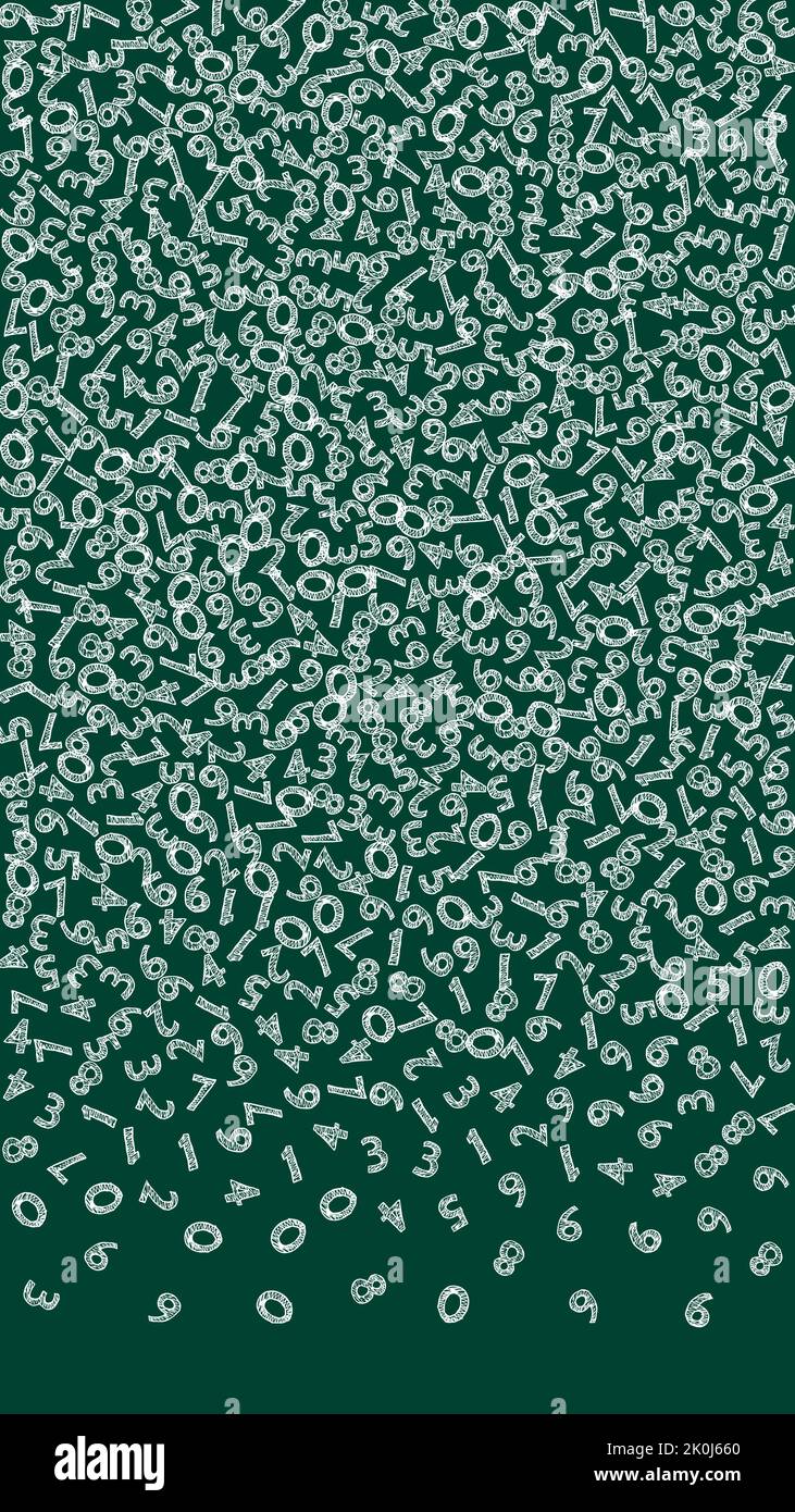 Falling handdrawn chalk numbers. Math study concept with flying digits ...